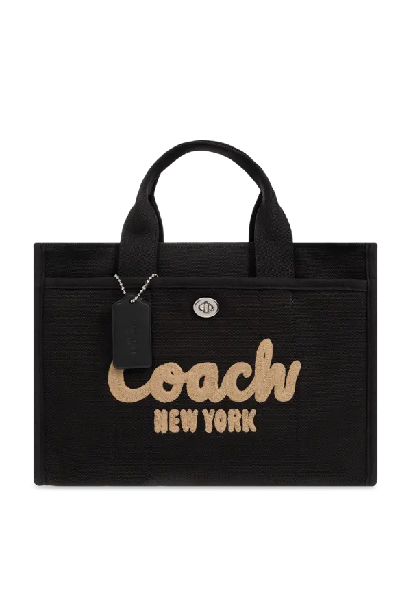 Coach Shopper Bag With Embroidered Logo - Black