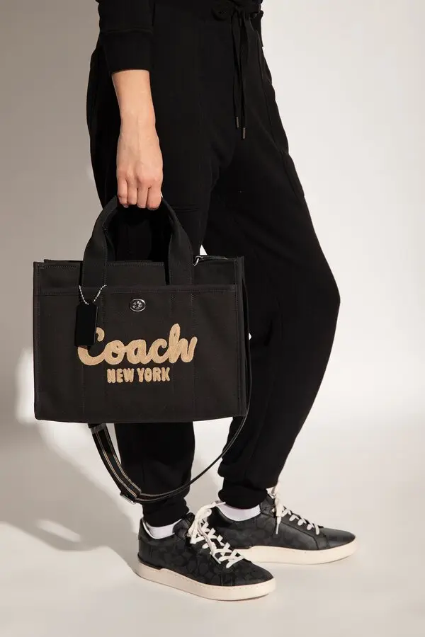 Coach Shopper Bag With Embroidered Logo - Black