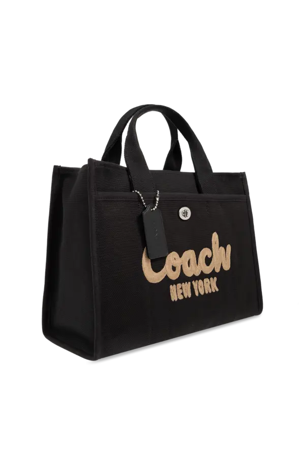 Coach Shopper Bag With Embroidered Logo - Black