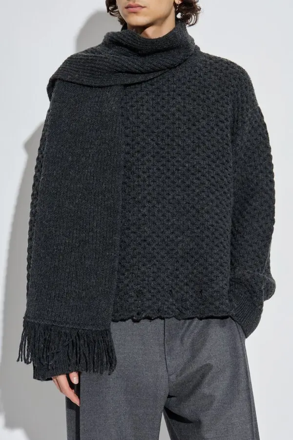 MAISON MARGIELA Wool-trimmed Sweater With Integrated Scarf