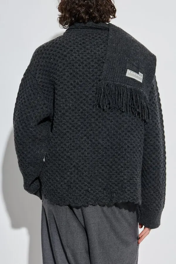 MAISON MARGIELA Wool-trimmed Sweater With Integrated Scarf