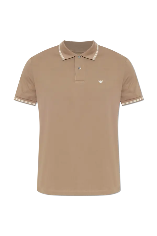 Emporio Armani Polo With Embroidered Logo - Beige