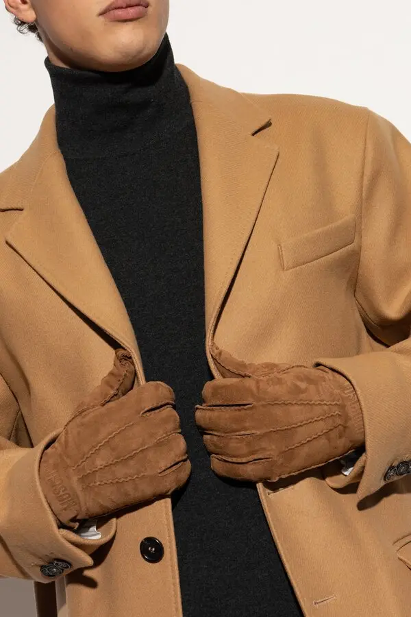 Moschino Suede Gloves With Embroidered Logo