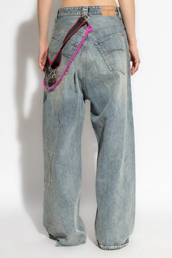 Balenciaga Bootcut Jeans With Decorative Appliqués