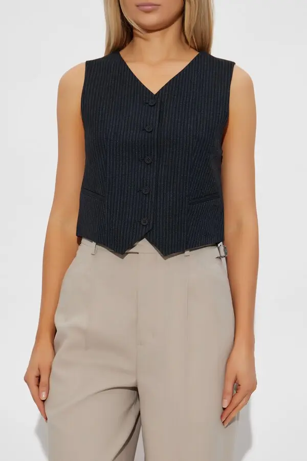 ALLSAINTS Aleida Pinstripe Vest - Black