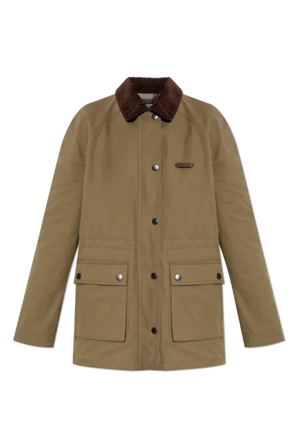 Moschino Collared Cotton Coat With Corduroy Detail