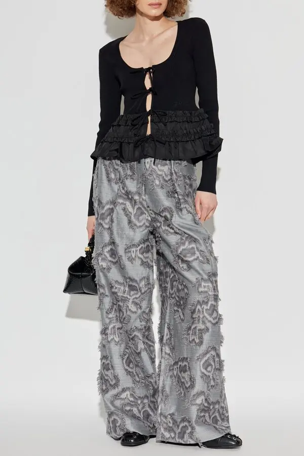 GANNI Vintage-effect Palazzo Trousers