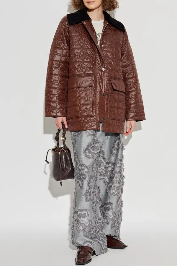 GANNI Quilted Jacket With Corduroy Collar