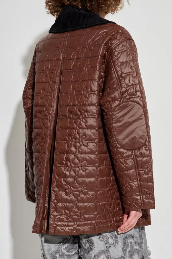GANNI Quilted Jacket With Corduroy Collar