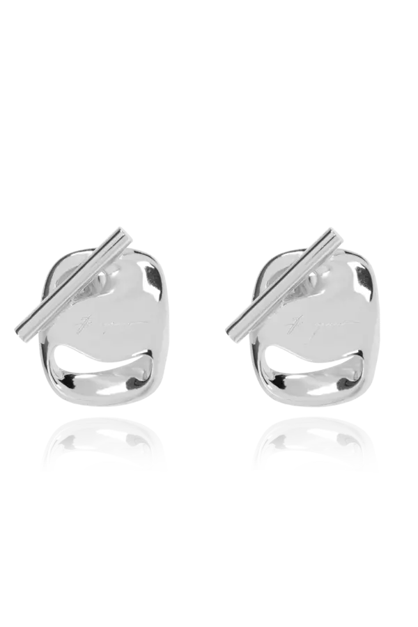 FERRAGAMO Engraved Logo Earrings - Silver