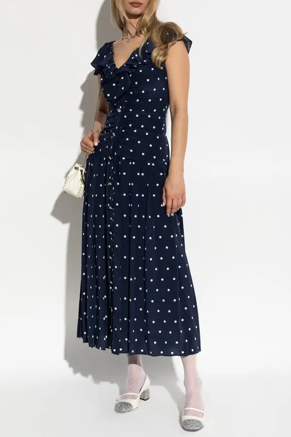 Alessandra Rich Polka Dot Silk Dress