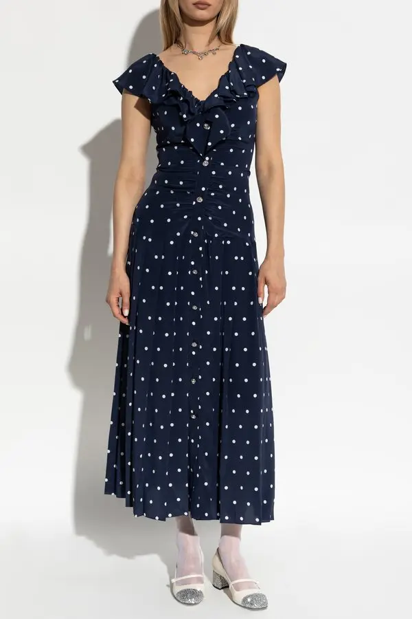 Alessandra Rich Polka Dot Silk Dress