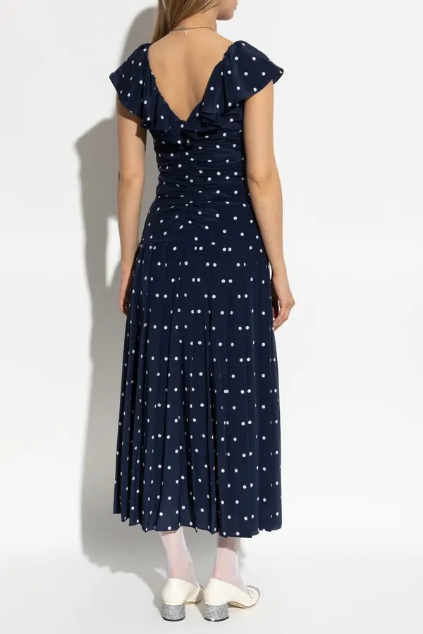 Alessandra Rich Polka Dot Silk Dress