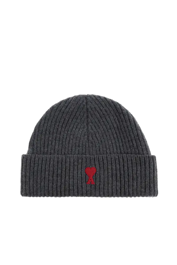 Ami Logo Patch Beanie - Grey