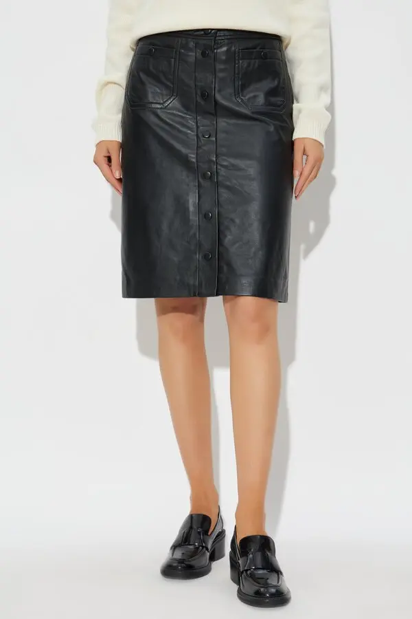 Munthe Locus Lambskin Leather Pencil Skirt