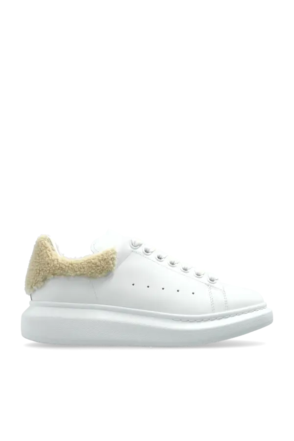 Alexander McQueen Leather Sneakers With Fur Heel - White
