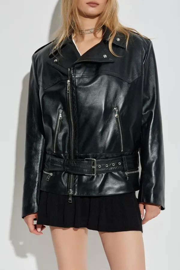 Alessandra Rich Leather Biker Jacket