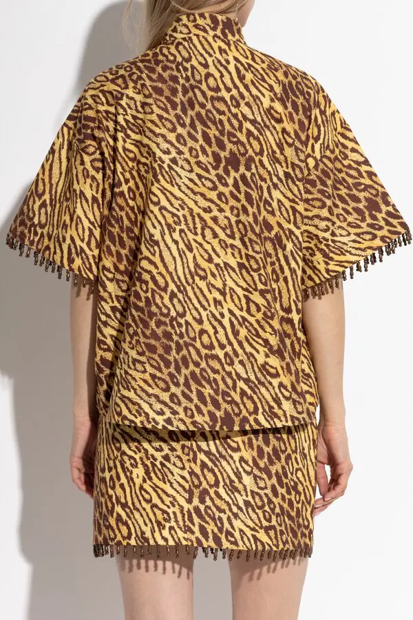 Zimmermann Beaded Leopard Print Shirt