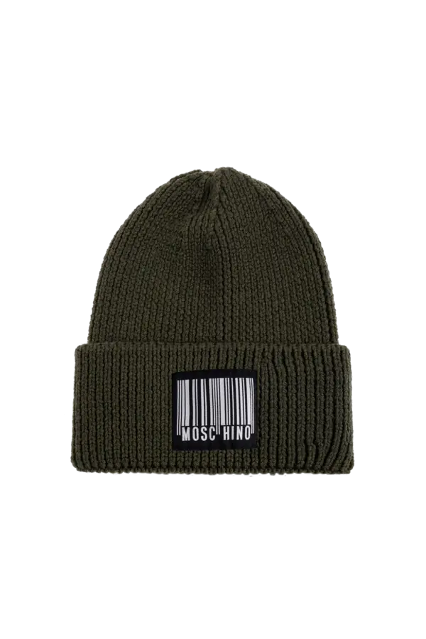 Moschino Wool Beanie With Logo Patch - Green