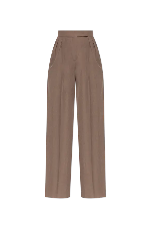 Max Mara Teruel Crinkled Wool Trousers - Brown