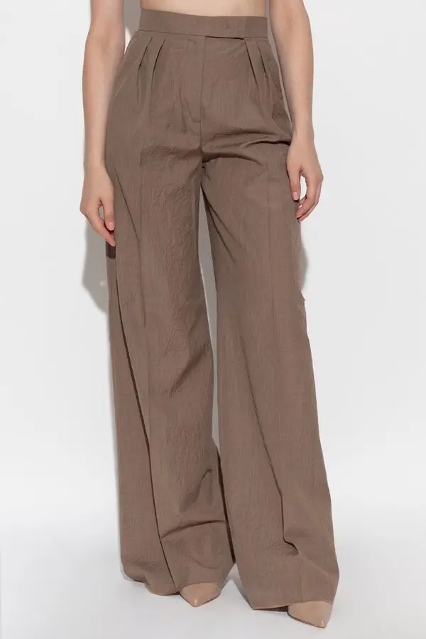 Max Mara Teruel Crinkled Wool Trousers - Brown