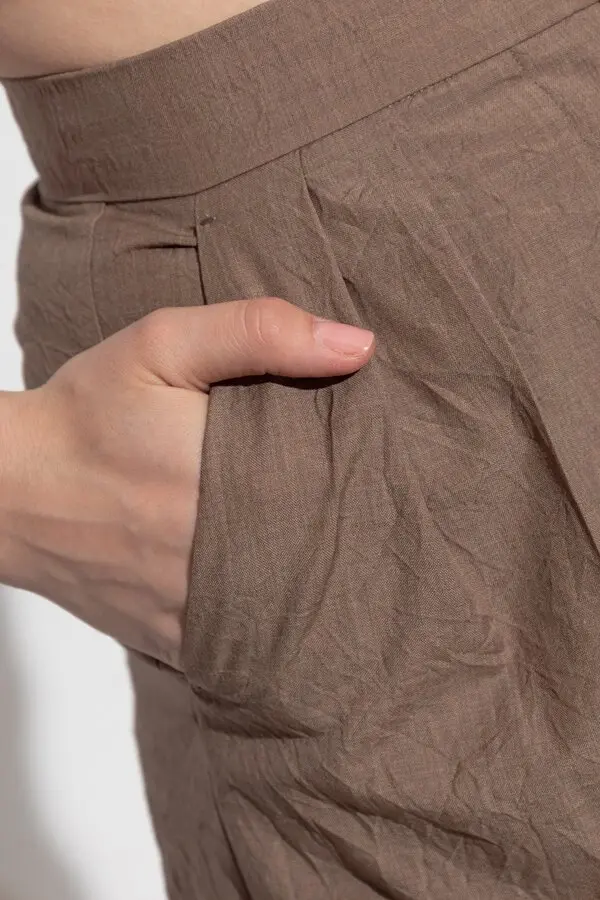 Max Mara Teruel Crinkled Wool Trousers - Brown