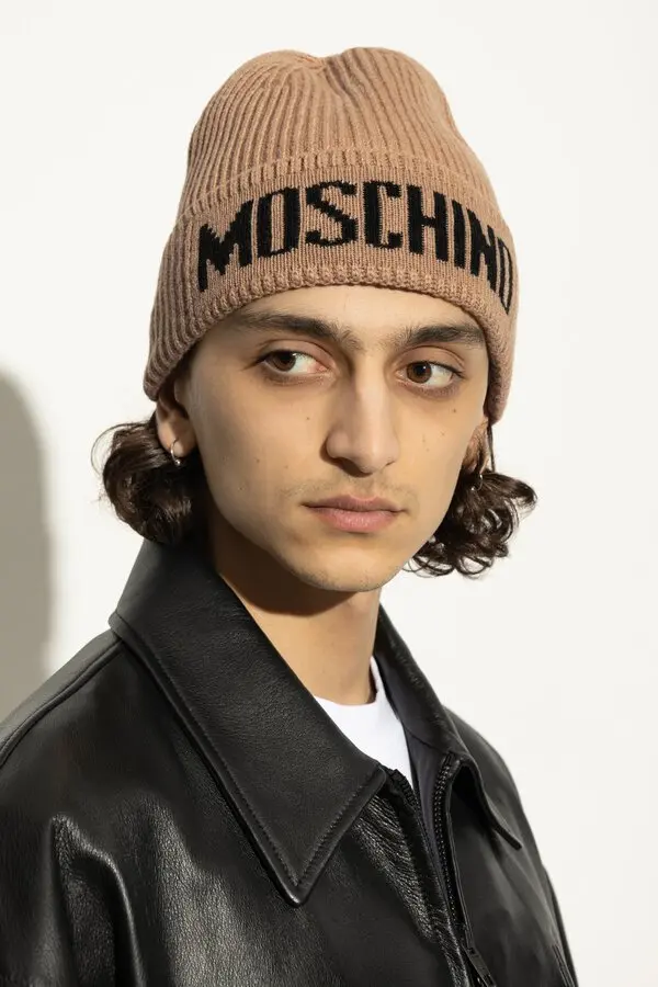 Moschino Ribbed Knit Cap - Brown