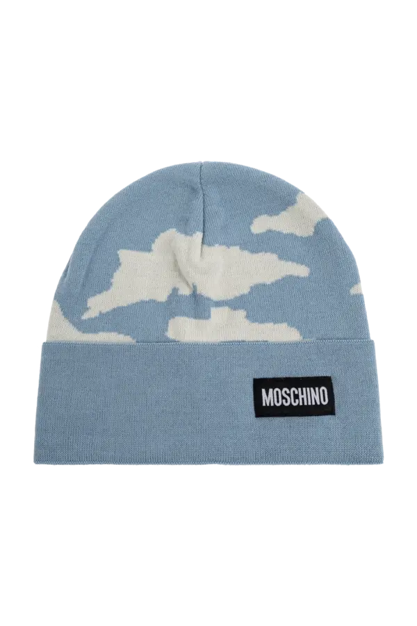 Moschino Patch Beanie - Blue