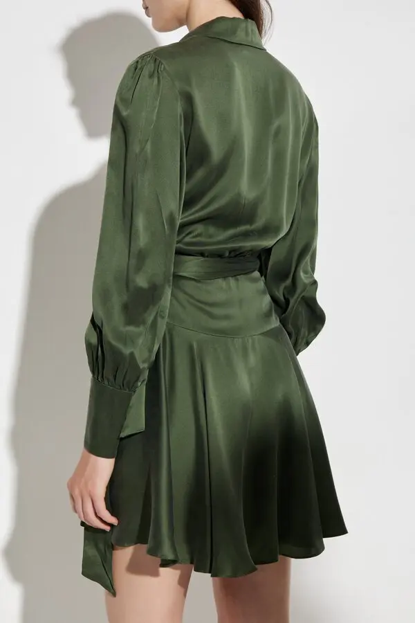 Zimmermann Silk Wrap Mini Dress In Green - 49% Off | Editorialist