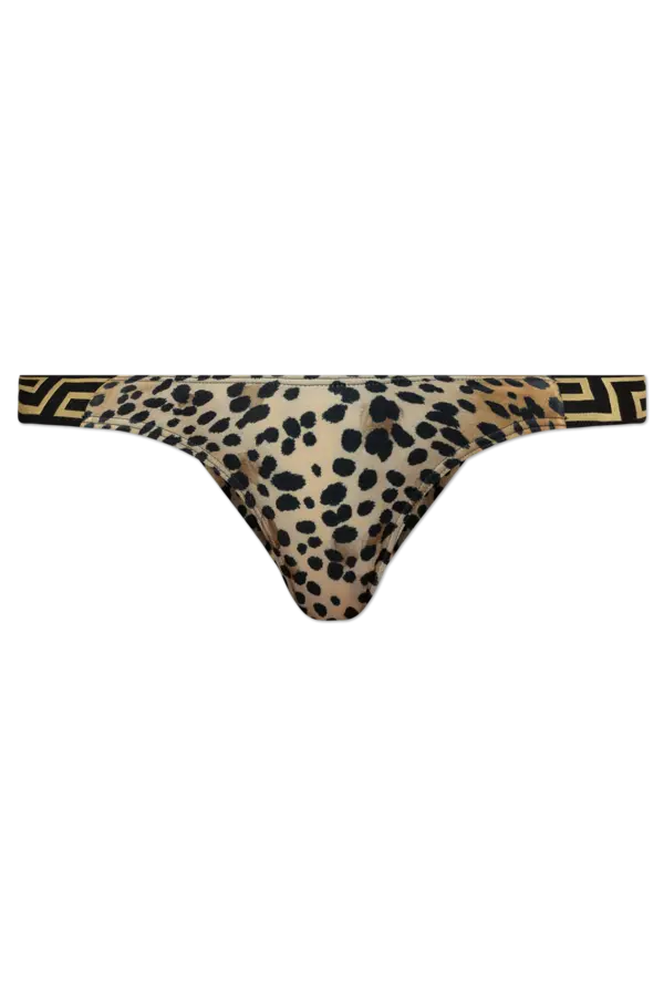 Versace Animal Print Bikini Bottom - Beige