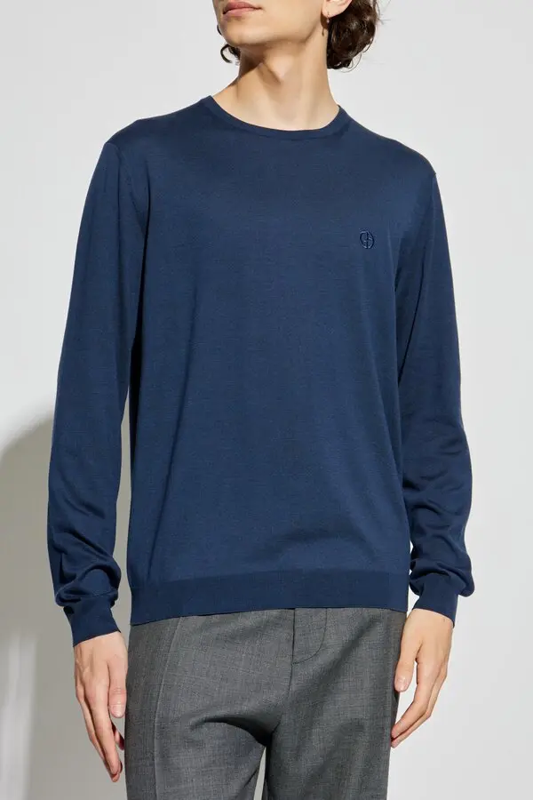 Giorgio Armani Crew Neck Silk And Cotton Sweater