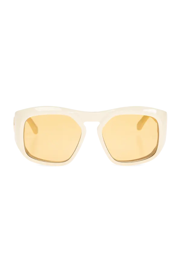 Valentino Garavani Geometric Sunglasses With Gold Logo Detail - Cream