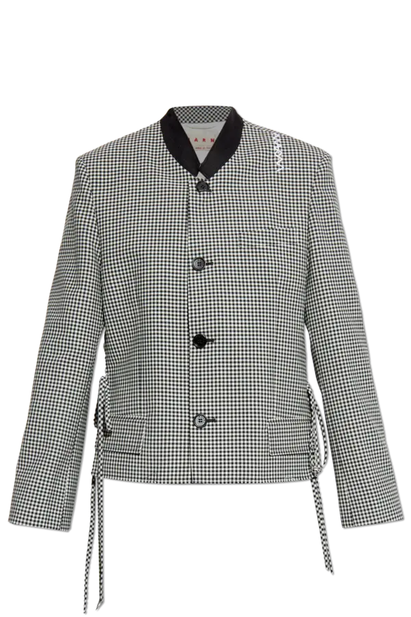 Marni Houndstooth Blazer With Vintage Effect - Black
