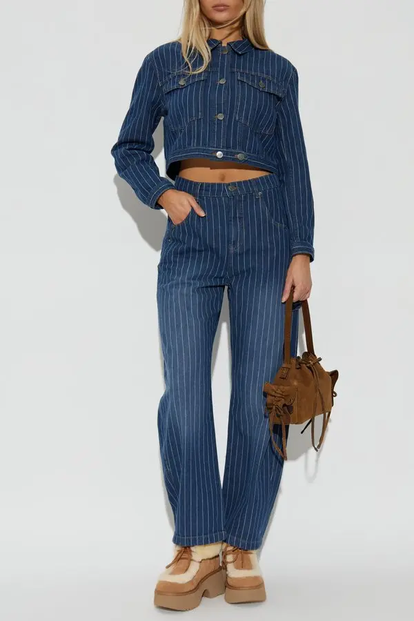 Munthe Shimo Pinstriped Organic Denim Trousers