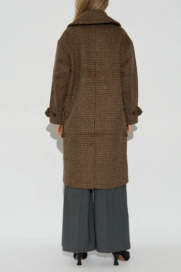 Munthe Libasto Houndstooth Wool Coat Brown Editorialist