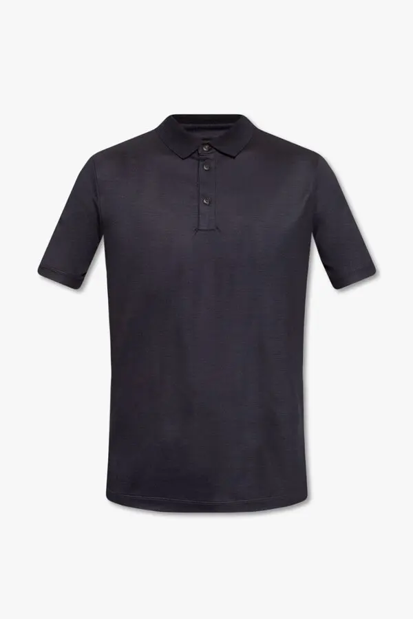 Giorgio Armani Wool Polo Shirt - Navy Blue