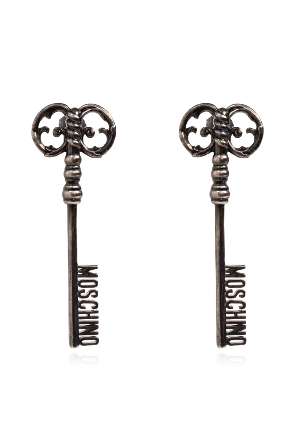 Moschino Logo Earrings - Silver