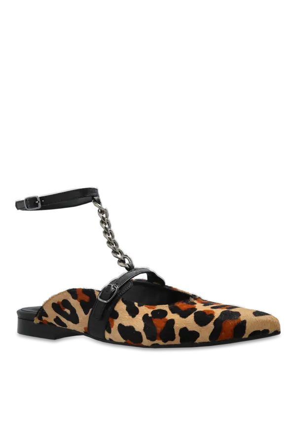 Munthe Perma Leopard Print Slingback Ballet Flats - Beige