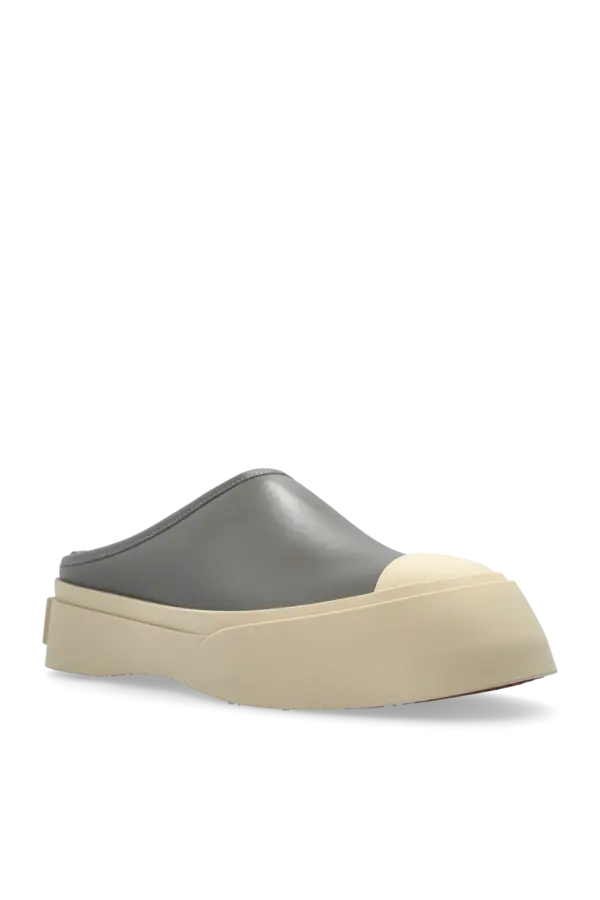 Marni Leather Platform Slides Grey 60% Off Editorialist