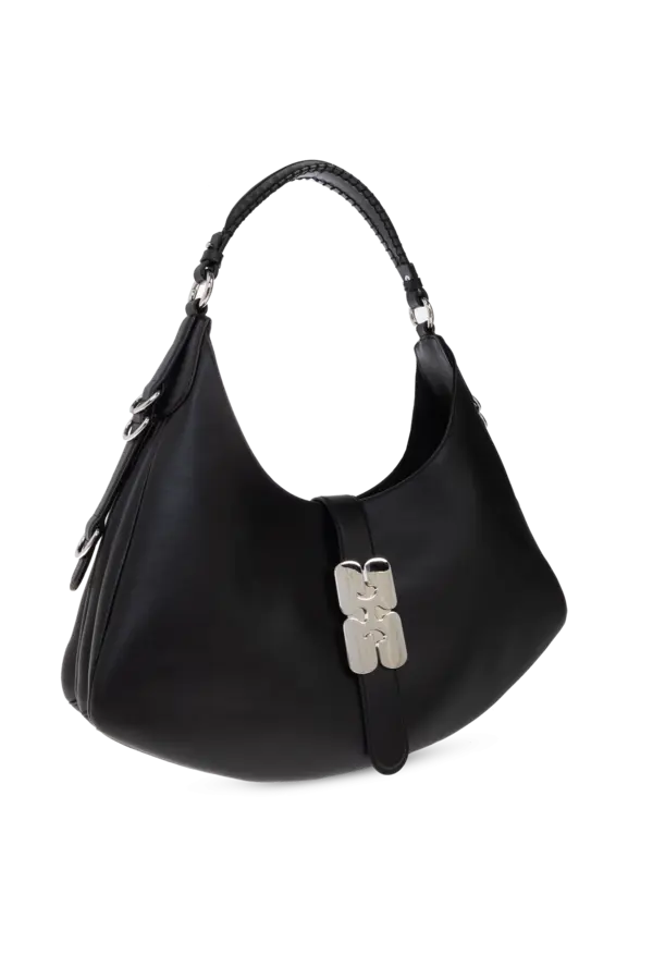 GANNI Leather Shoulder Bag - Black
