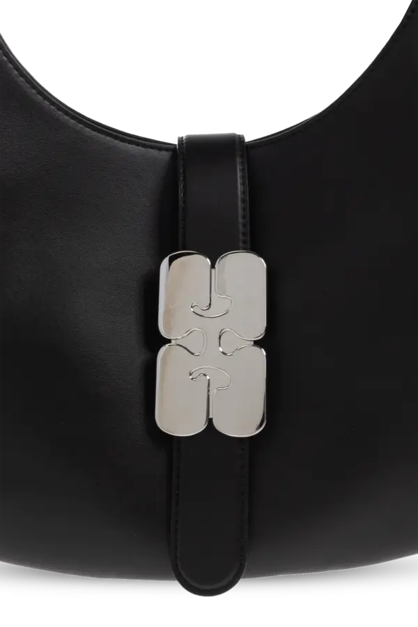 GANNI Leather Shoulder Bag - Black