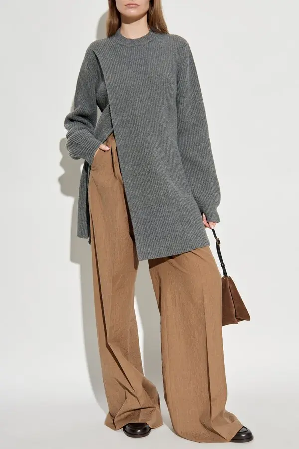JIL SANDER Wool Sweater With Asymmetric Pleat