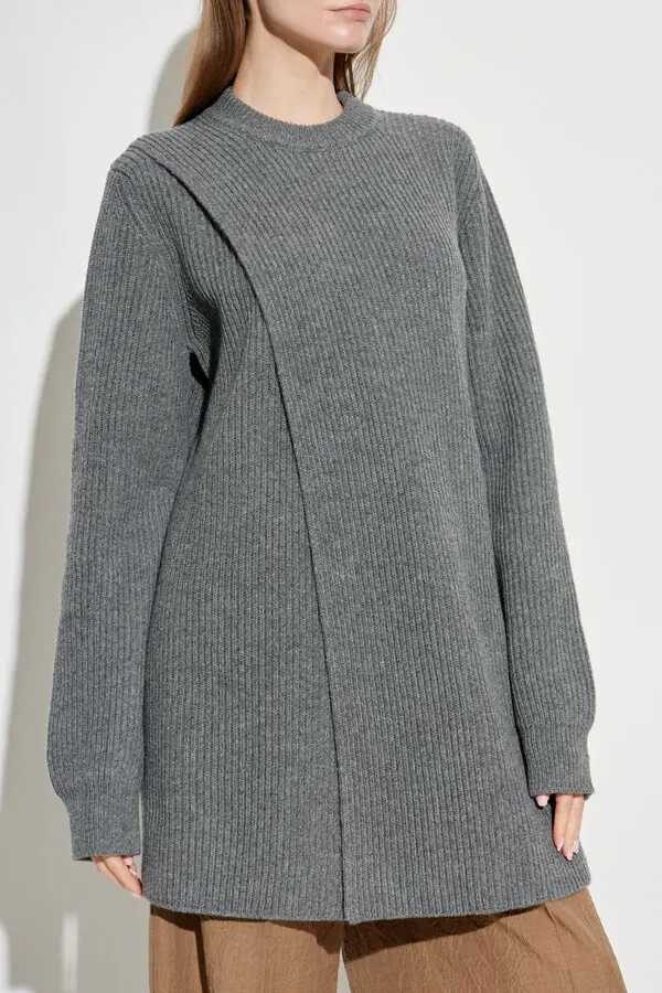JIL SANDER Wool Sweater With Asymmetric Pleat
