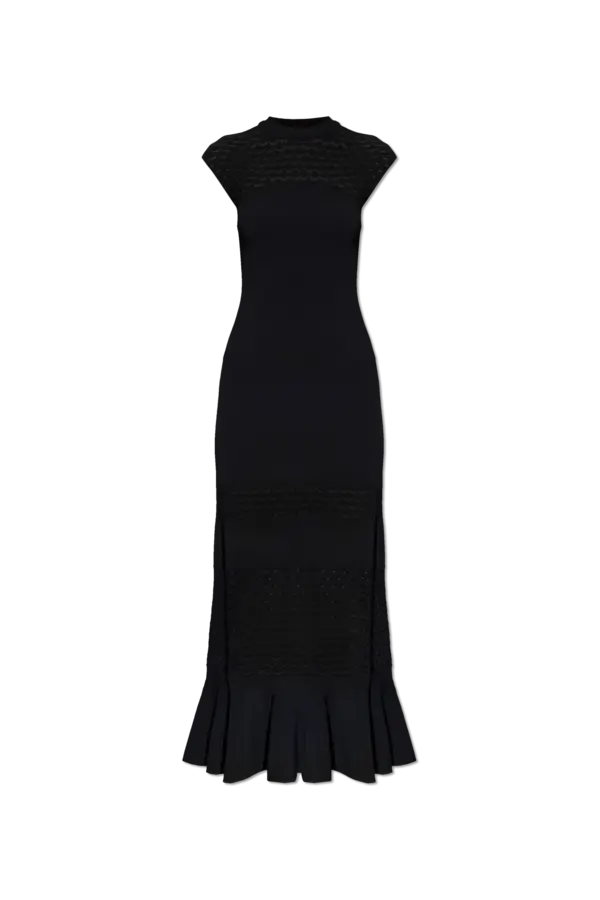 LANVIN Sleeveless Knit Dress With Openwork Geometric Inserts