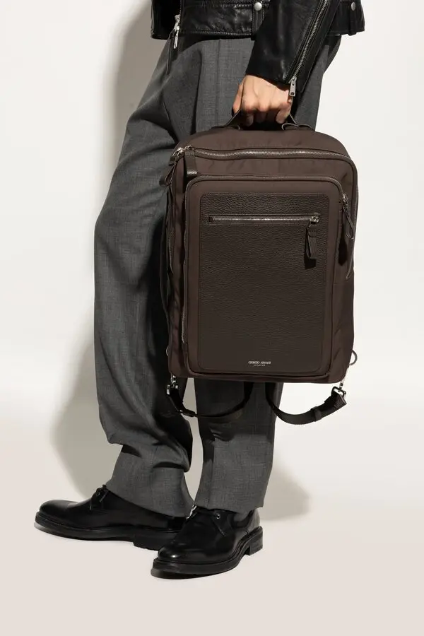 Giorgio Armani Logo Backpack - Brown