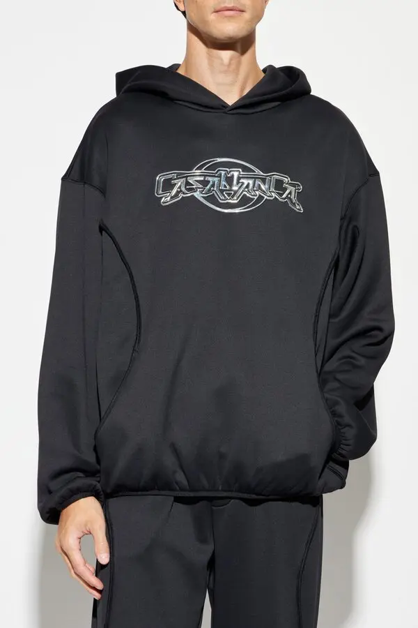 Casablanca Metallic Logo Oversized Hoodie - Black
