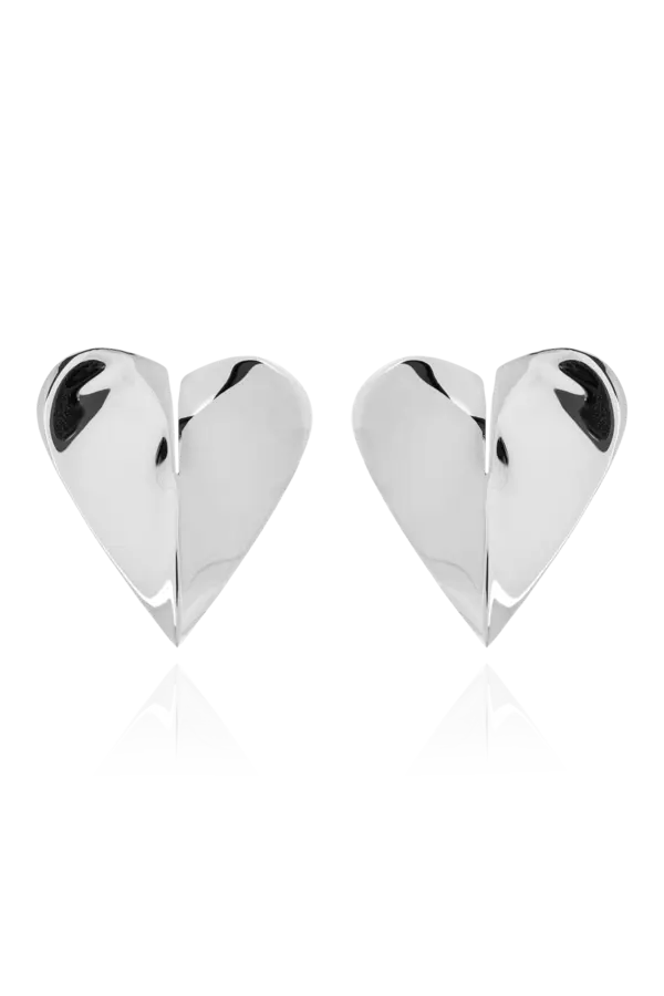Alaïa Heart-shaped Brass Earrings - Silver