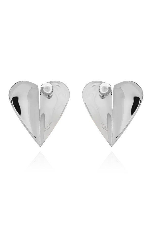 Alaïa Heart-shaped Brass Earrings - Silver