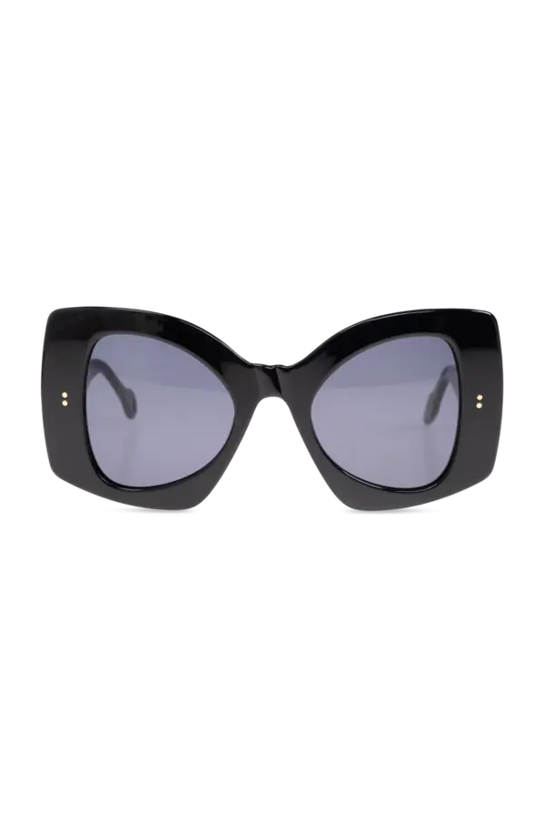 JW Anderson Square Frame Sunglasses With Wavy Temples - Black
