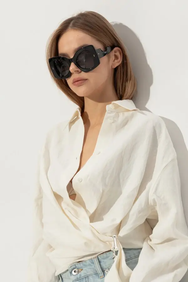 JW Anderson Square Frame Sunglasses With Wavy Temples